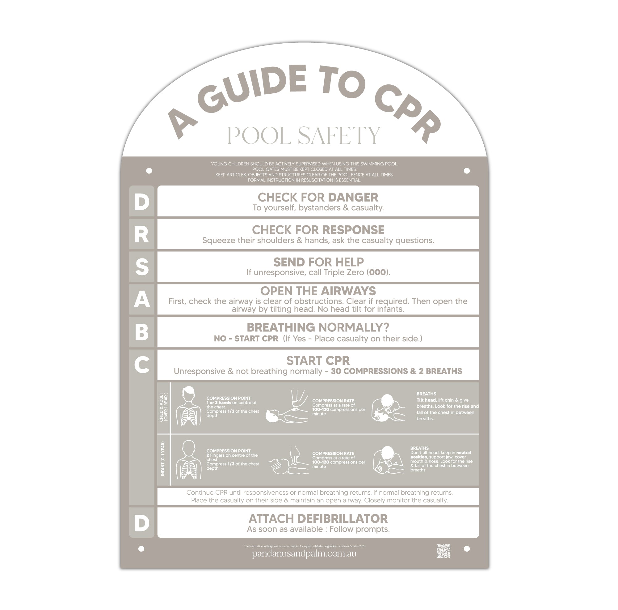 Aus Wide CPR Sign - Driftwood (arch) | Pandanus and Palm