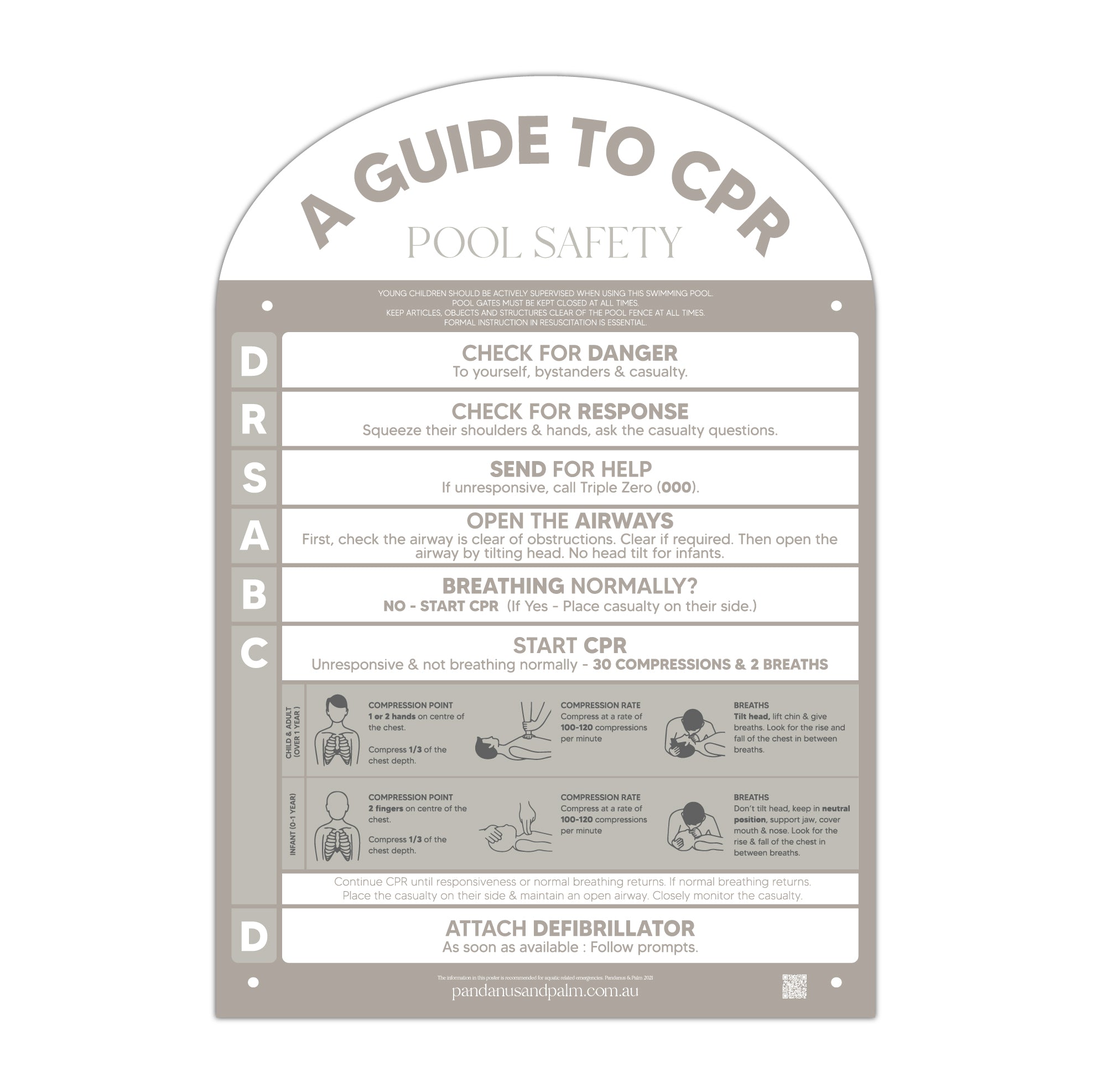 Aus Wide CPR Sign - Driftwood (arch) | Pandanus and Palm