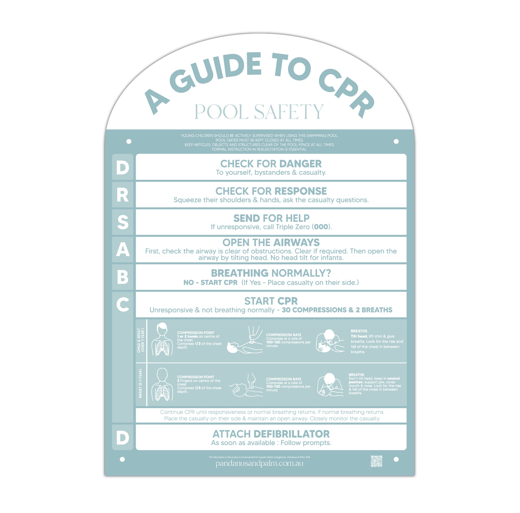 Aus Wide CPR Sign - Seafoam (arch) | Pandanus and Palm